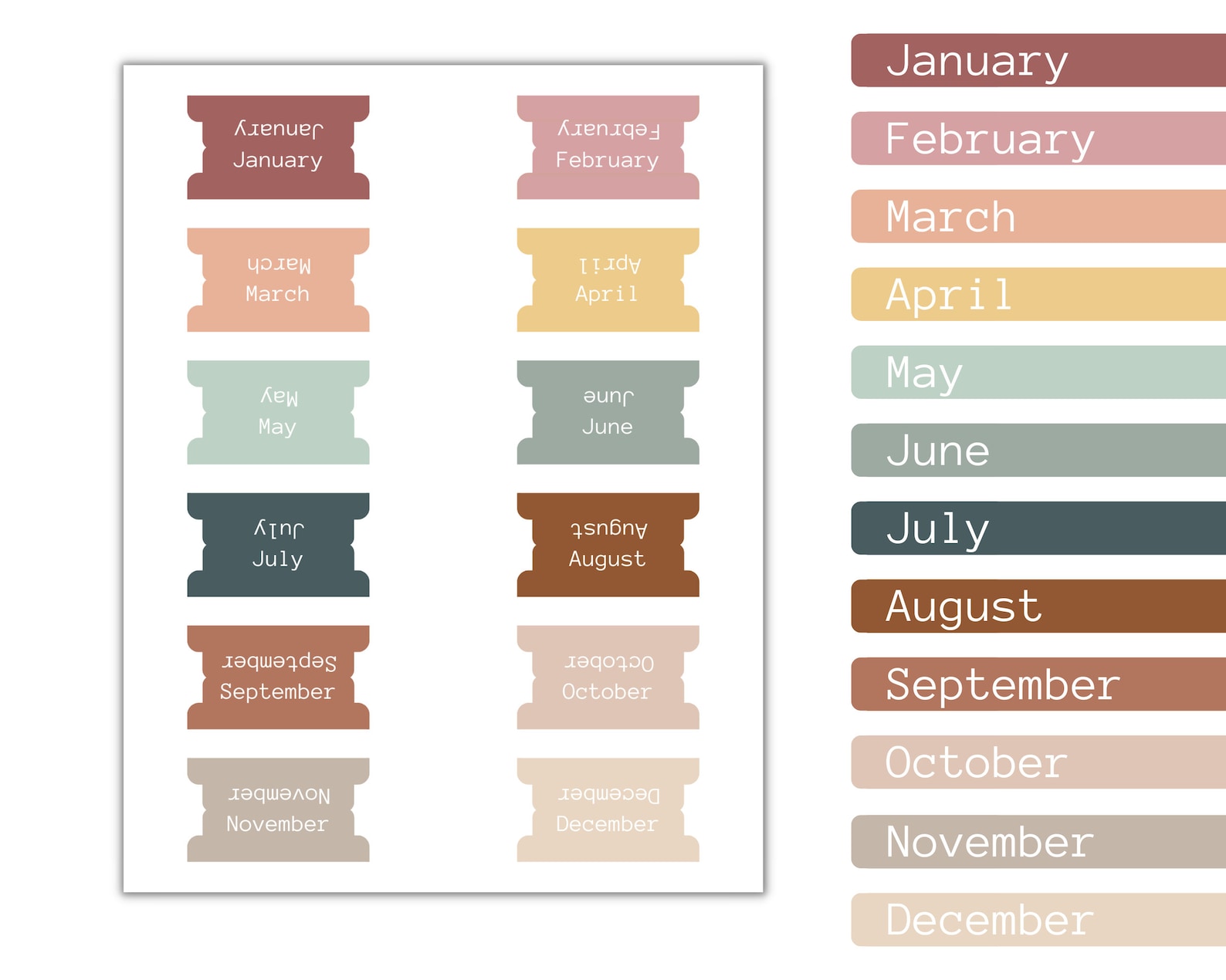 Printable Earth Tones Monthly Planner Tabs | Planner Divider Pages ...