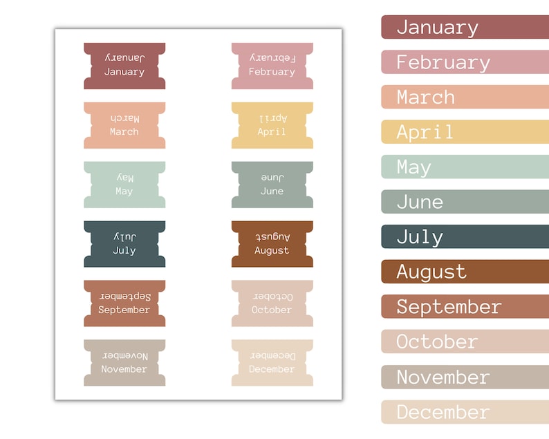 Printable Earth Tones Monthly Planner Tabs | Planner Divider Pages ...