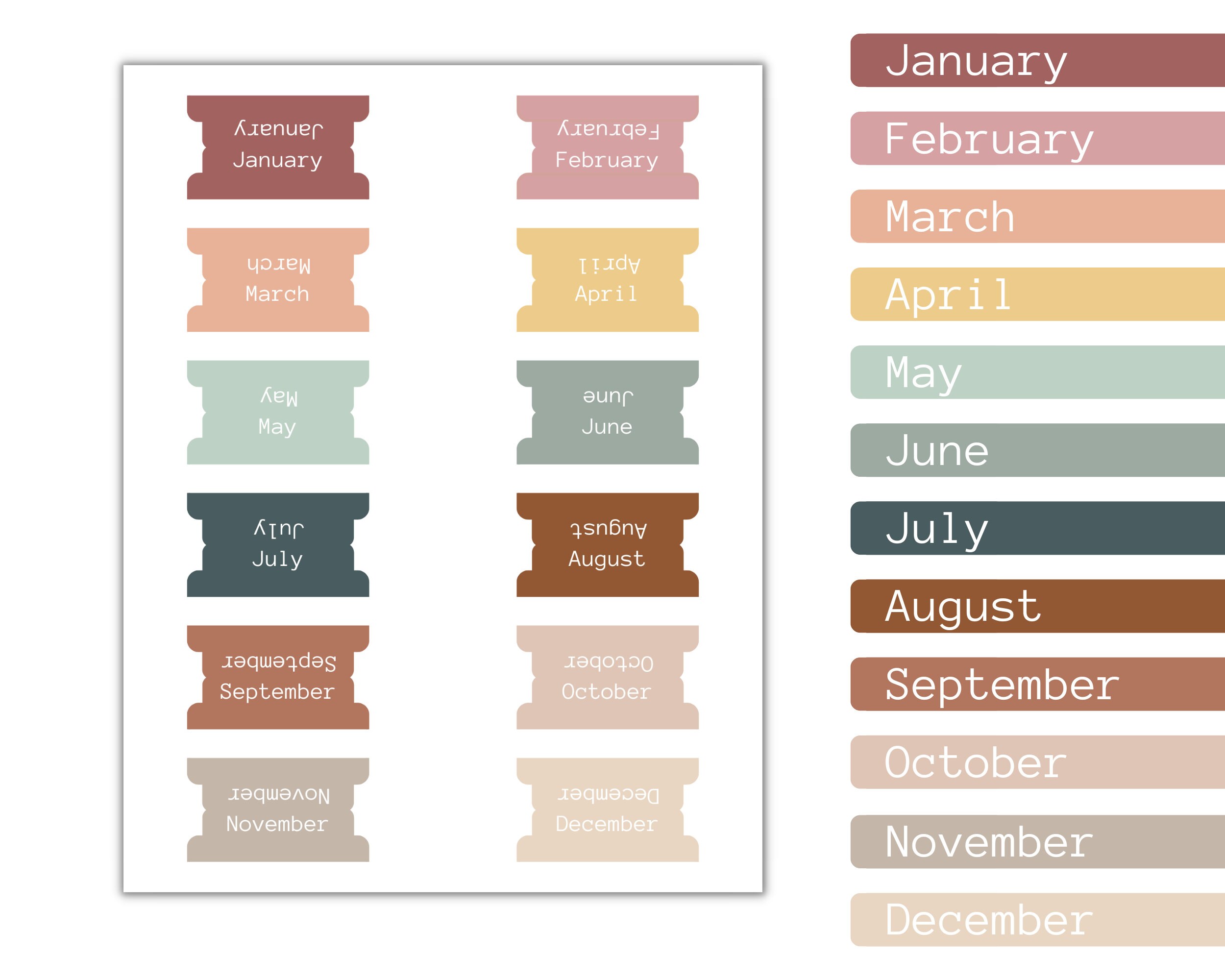 Printable Earth Tones Monthly Planner Tabs | Planner Divider Pages ...