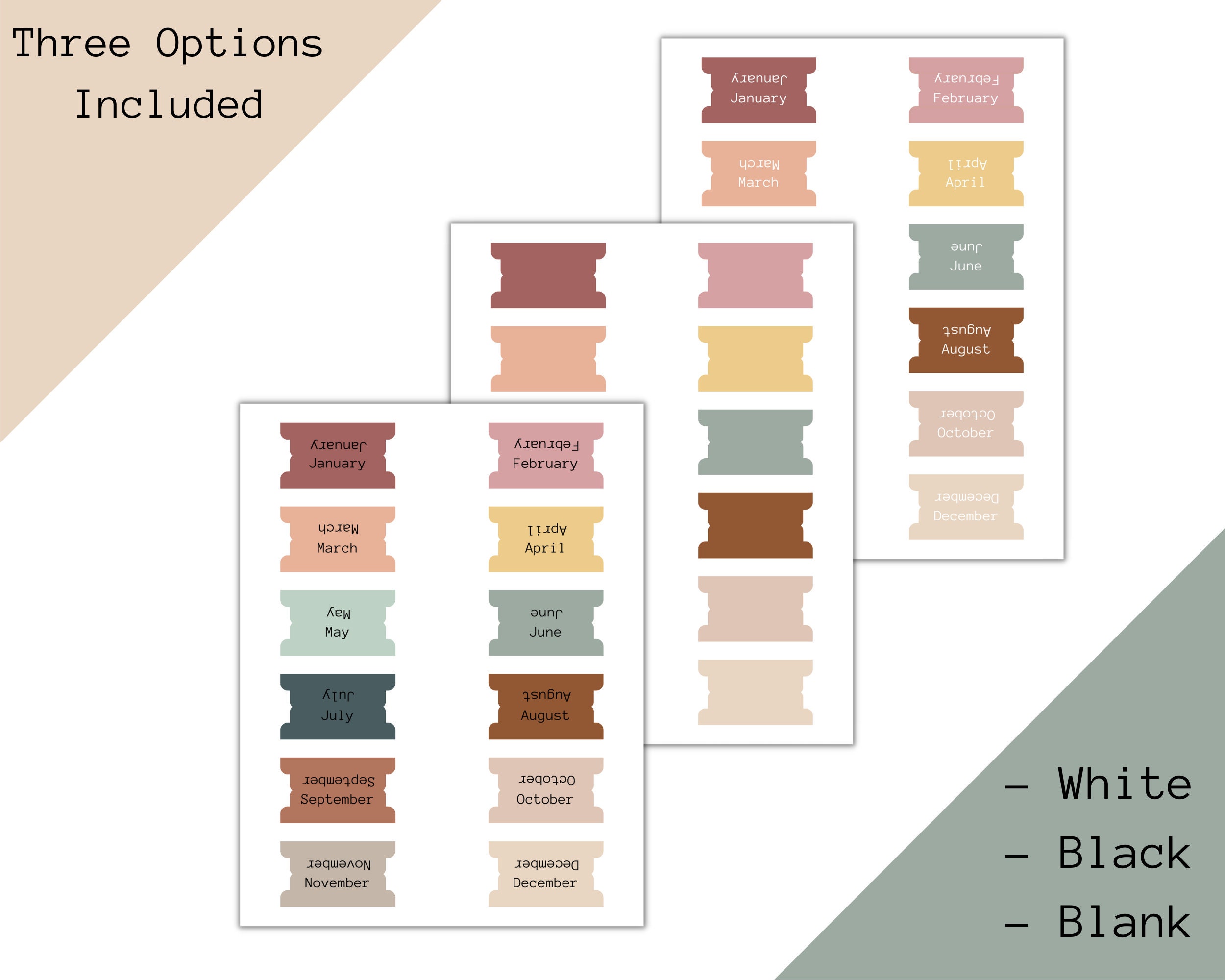 Printable Earth Tones Monthly Planner Tabs | Planner Divider Pages ...