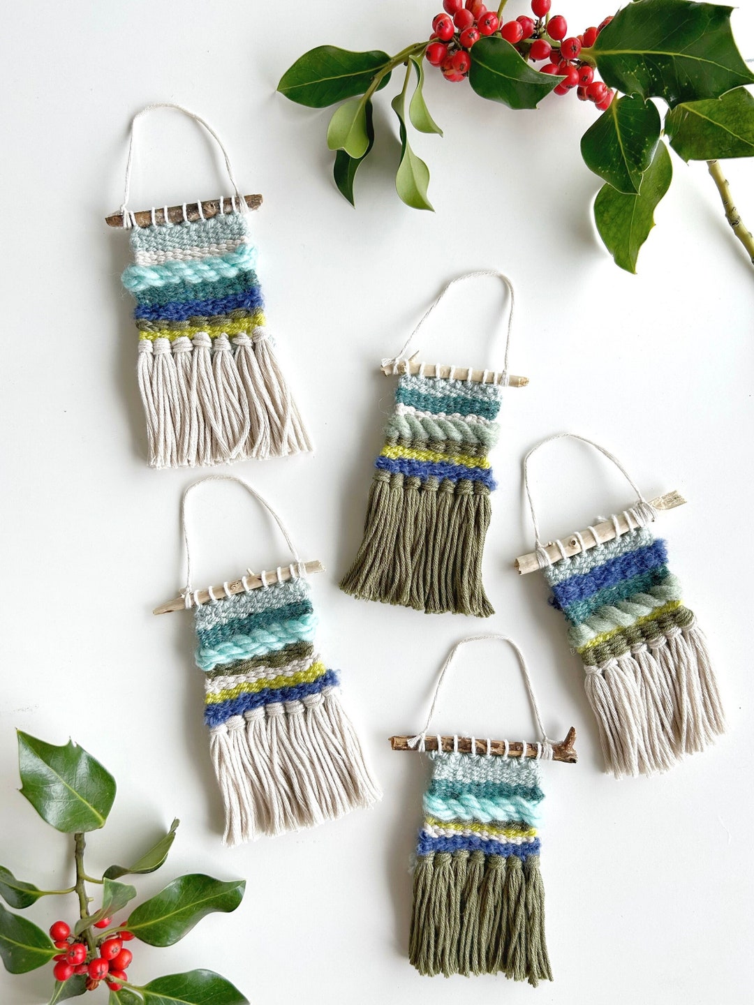 ORNAMENT - Cool Tones | Mini Weaving | Woven Wall Hanging | Weaving ...