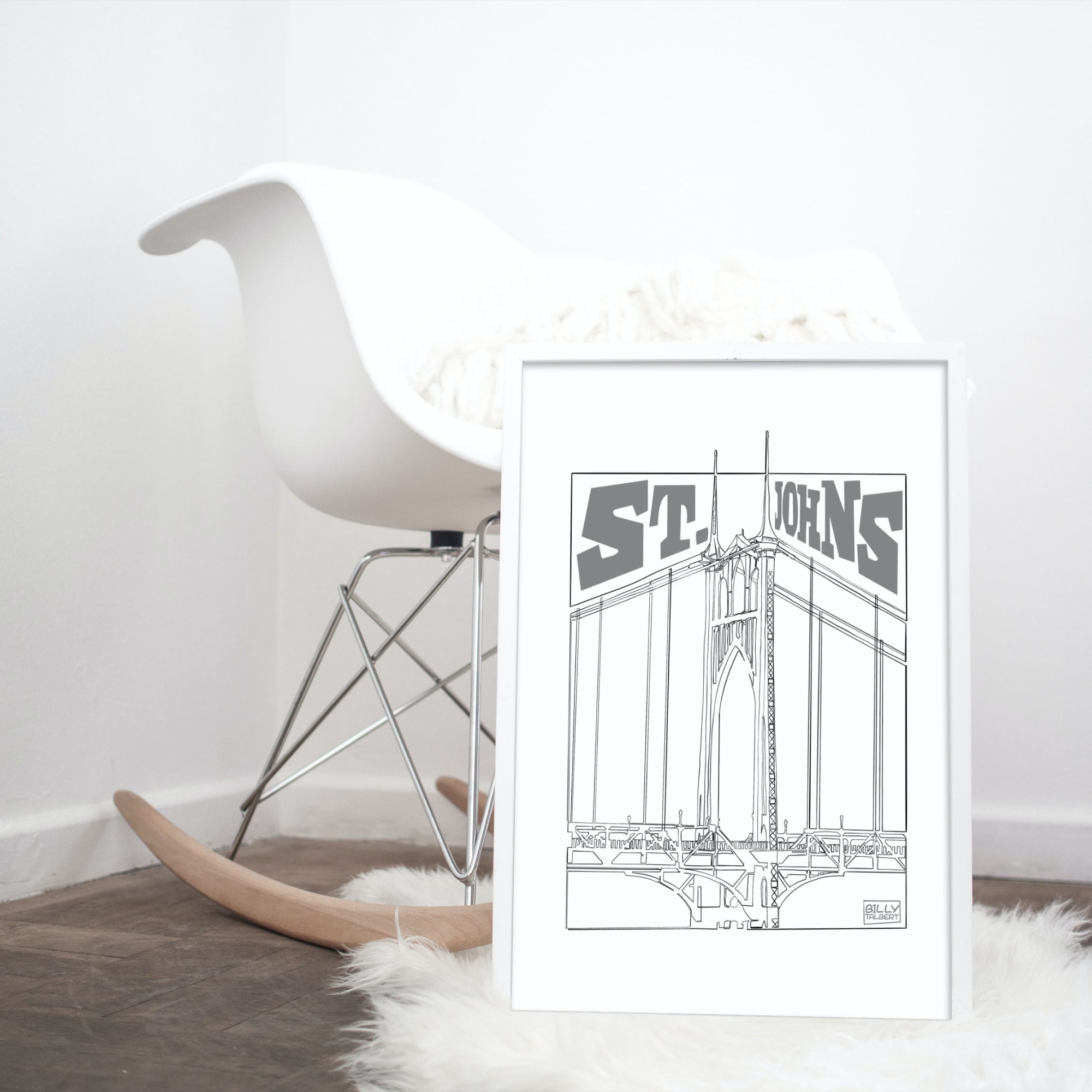 Continuous Line Drawing of St. Johns Bridge in Portland, Oregon ...