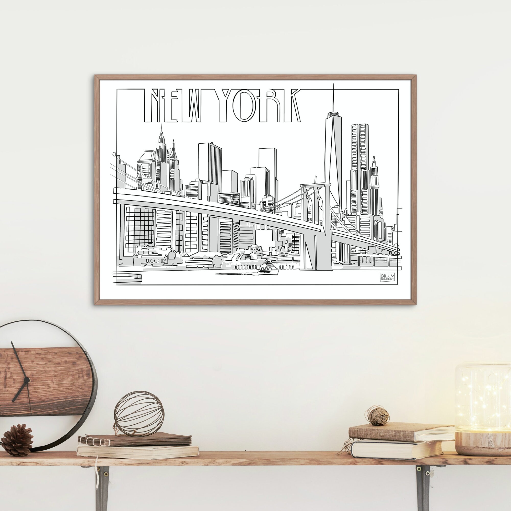 Abstract Line Drawing of New York City Wall Art Line - Etsy