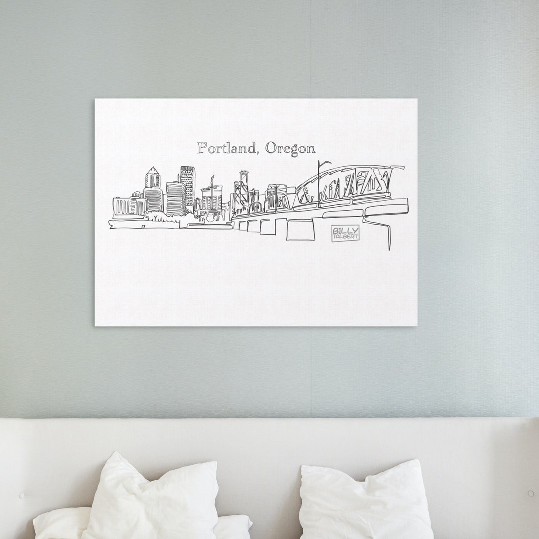 Continuous Line Drawing of Portland Oregon, Wall Art, One Line Drawing ...