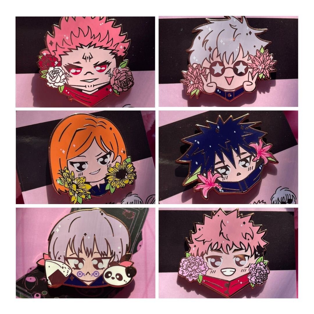 Kawai Cute JJK Flower Enamel Pins Gojo Yuji Nobara Megumi - Etsy