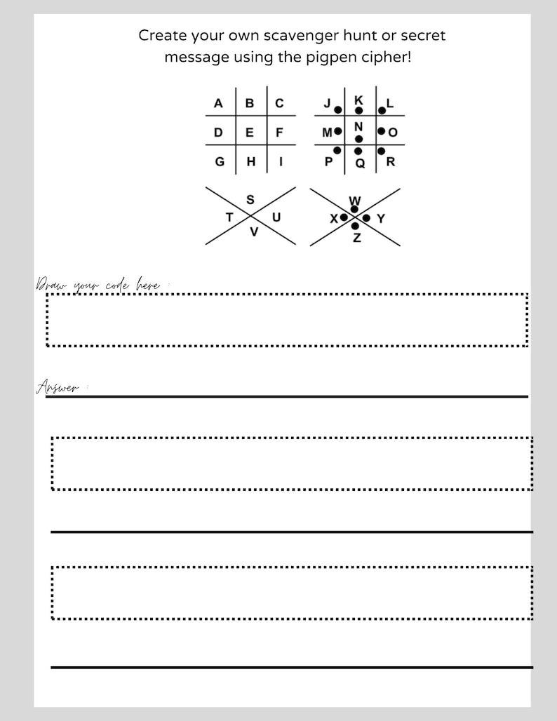 TREASURE HUNT: Home, Home Activities, Pigpen Cipher - Etsy