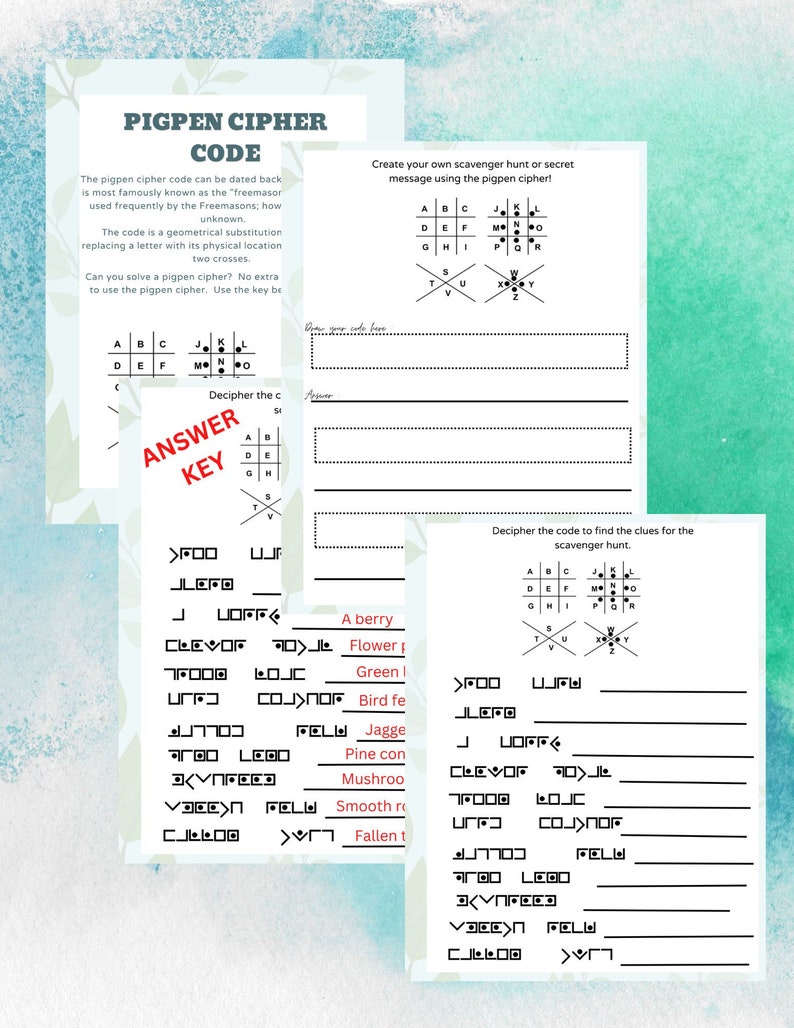 TREASURE HUNT: Nature, Classroom Activities, Pigpen Cipher - Etsy