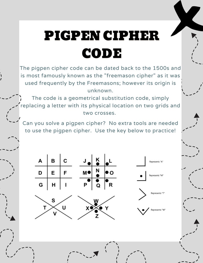 TREASURE HUNT: Home, Home Activities, Pigpen Cipher - Etsy