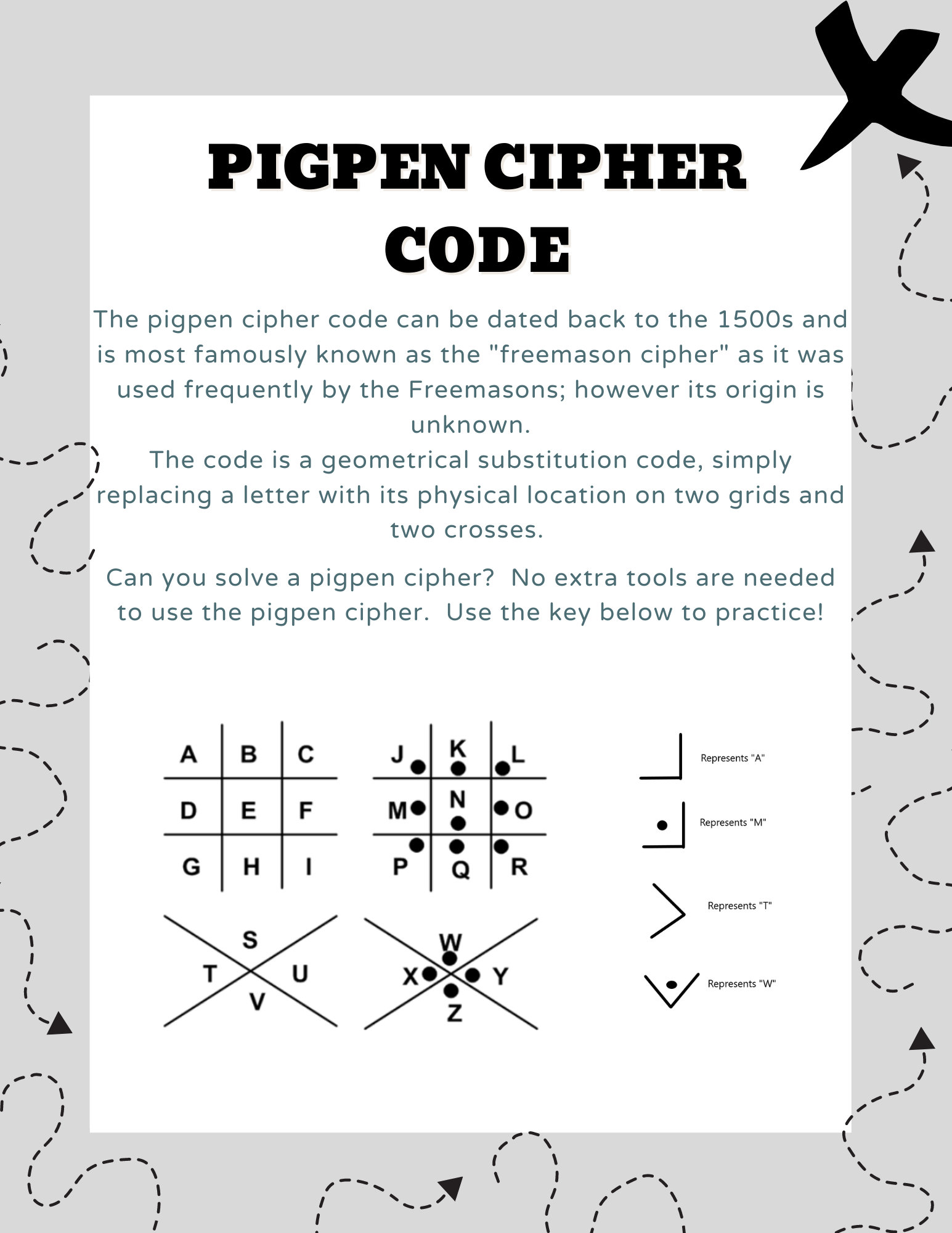 TREASURE HUNT: Home, Home Activities, Pigpen Cipher - Etsy