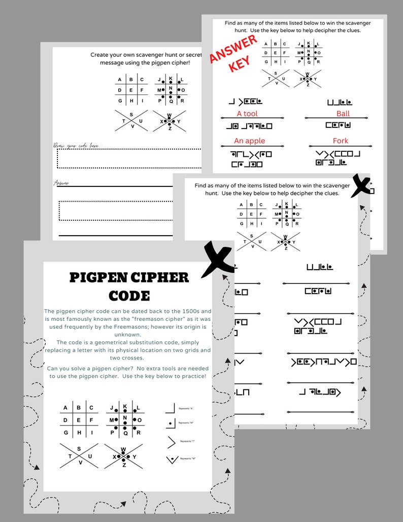 TREASURE HUNT: Home, Home Activities, Pigpen Cipher - Etsy