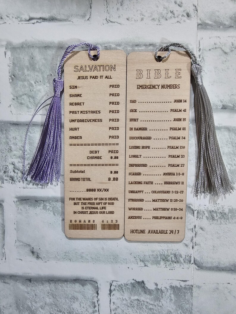 Bible Bookmarks *emergency Numbers *jesus Paid It All *christian ...