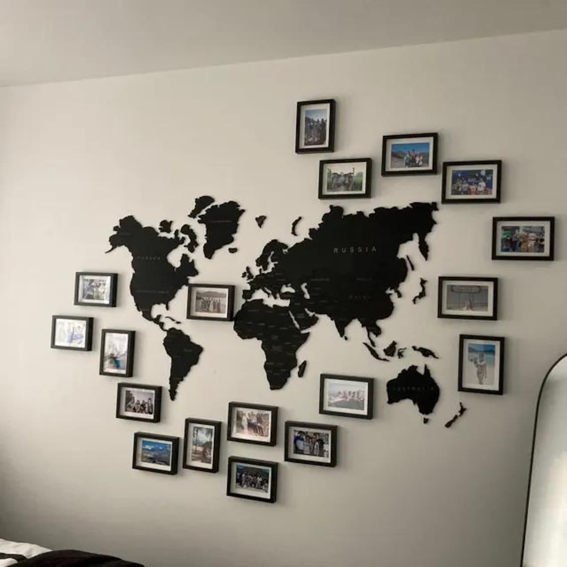 Wooden World Map Wall Art, Large Travel Map, Natural Wood World Map ...