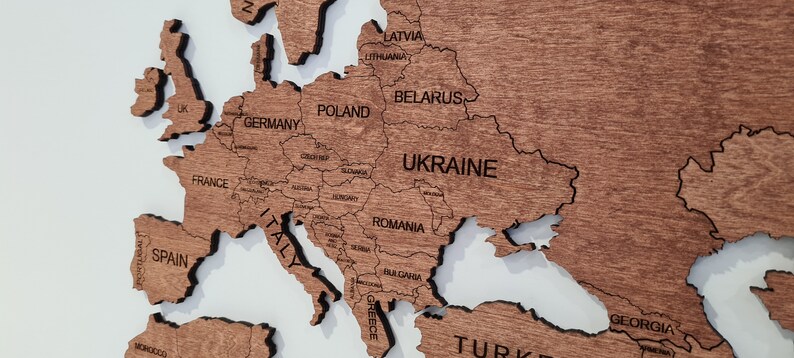 Red Wood World Map Plywood Wall Hanging Art Home Decor Room - Etsy