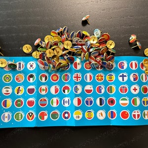 Wooden World Map Accessories, Pins + Flag - Etsy