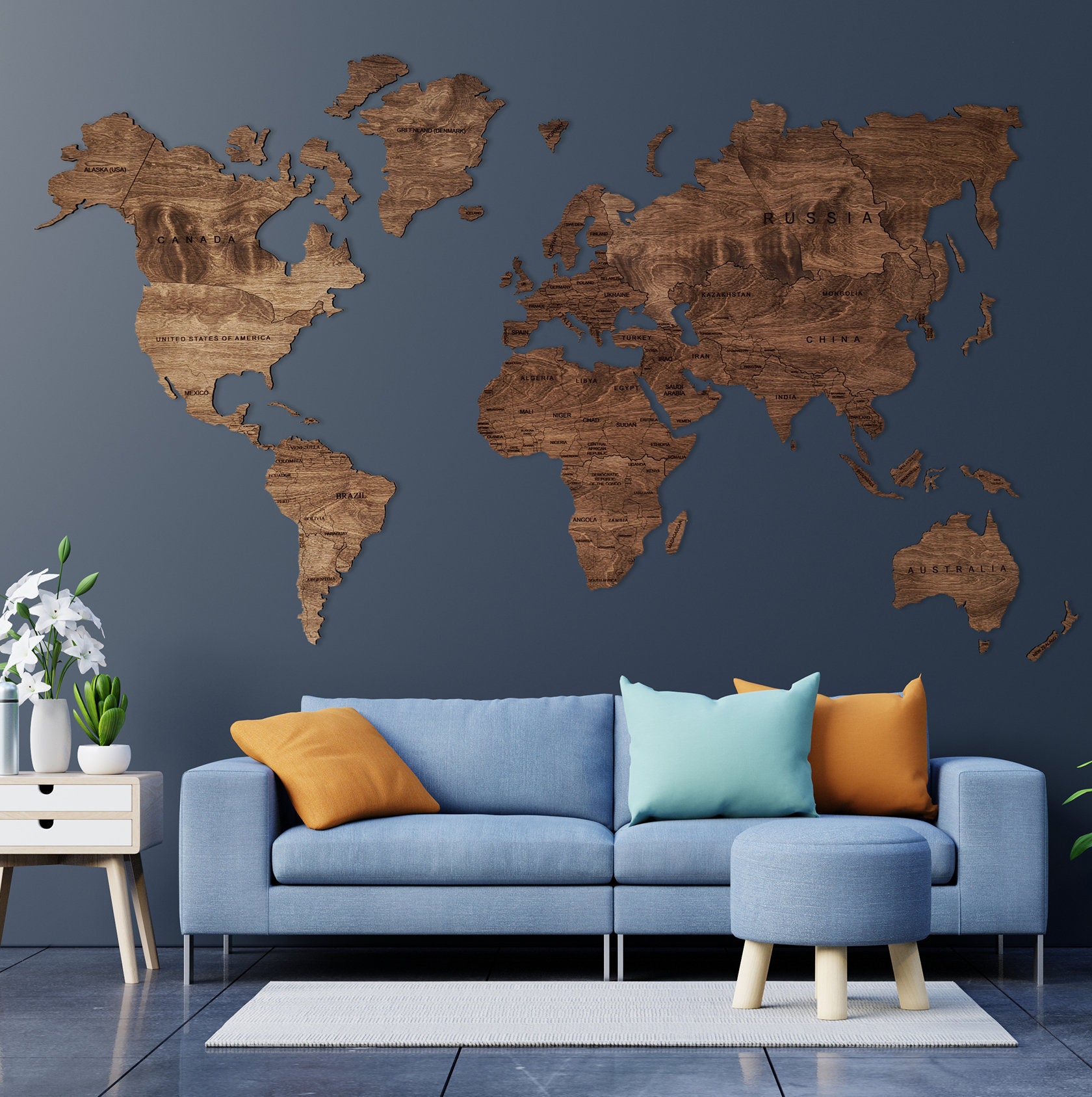 Wooden World Map Wall Art World Map Large Travel Map 5th - Etsy