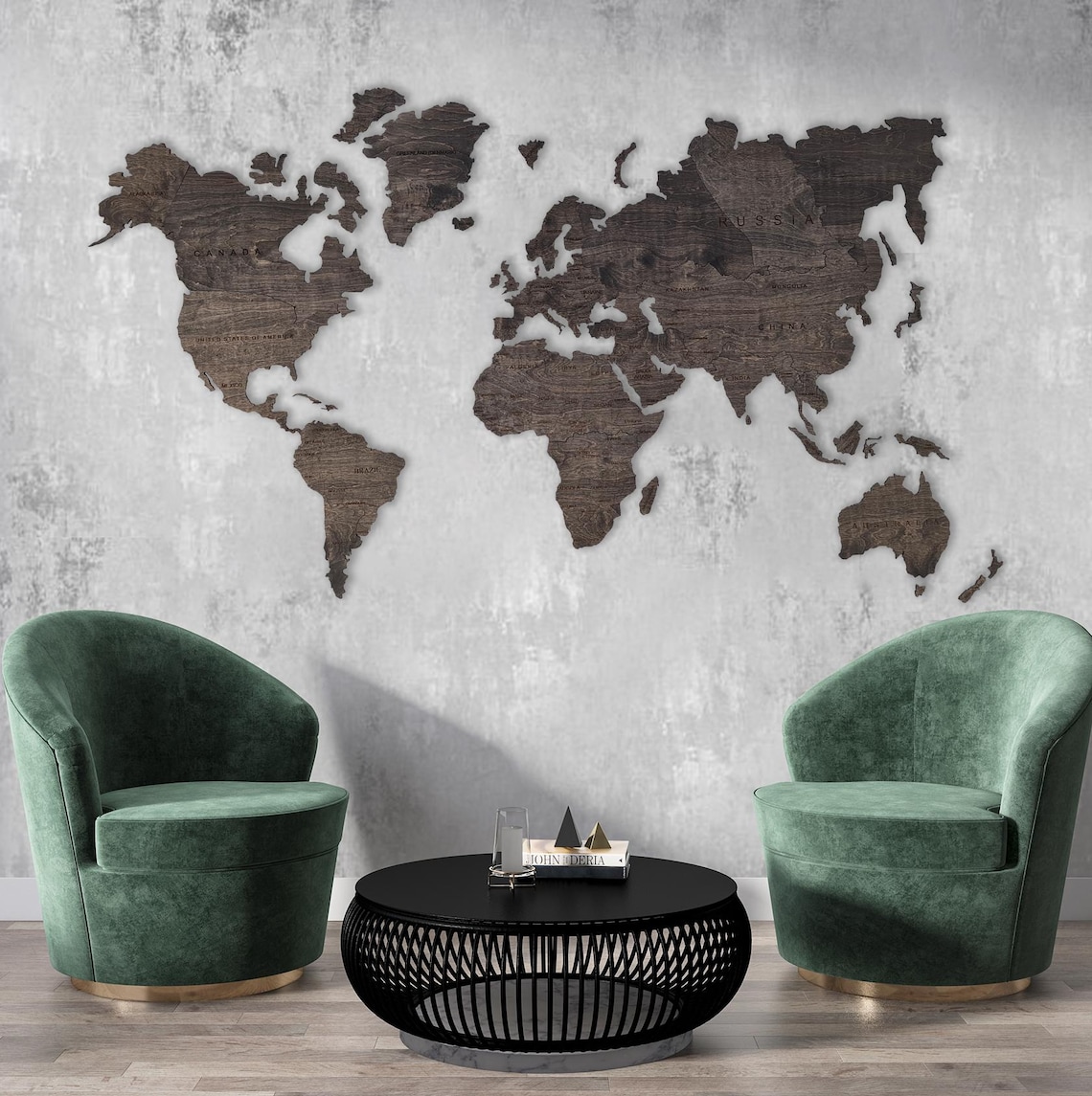 Wooden World Map Wall Art, Large Travel Map, Natural Wood World Map ...