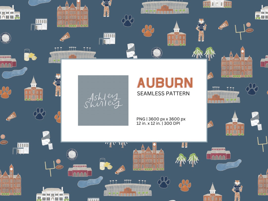 Auburn University Seamless Pattern Navy Surface Design Personal Use or ...