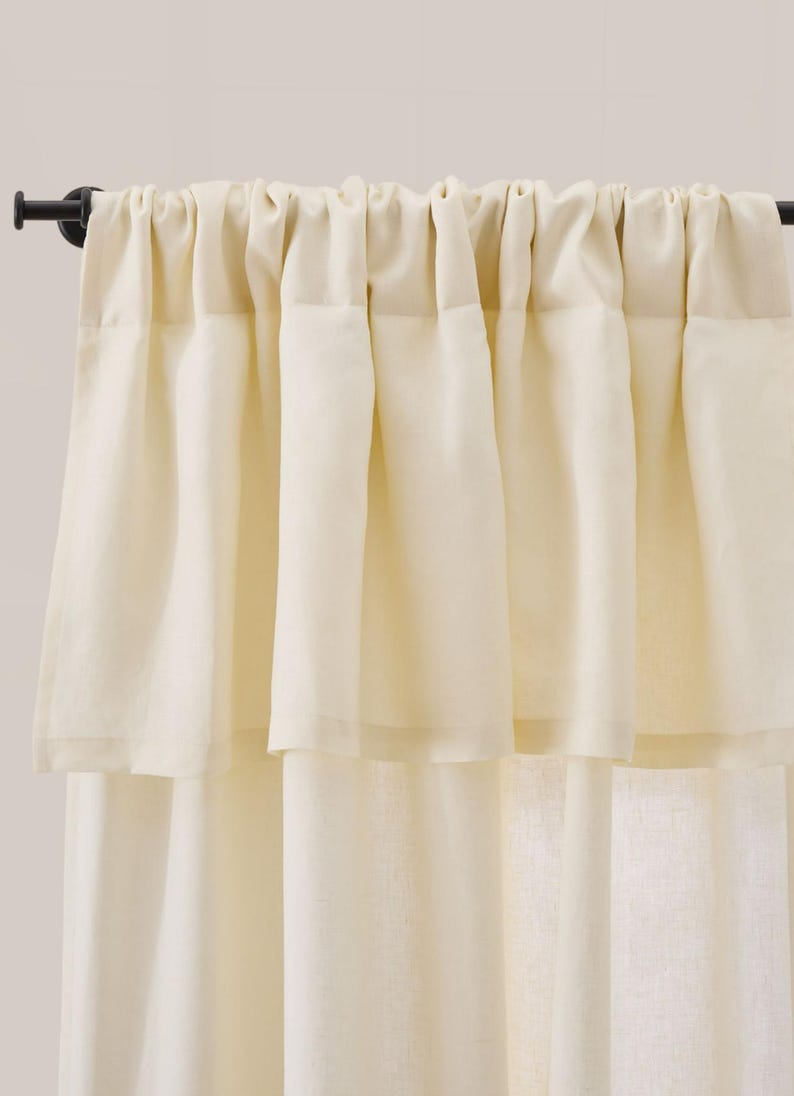 Handmade Beige Linen Cafe Curtains • Farmhouse Sheer Valance - Etsy