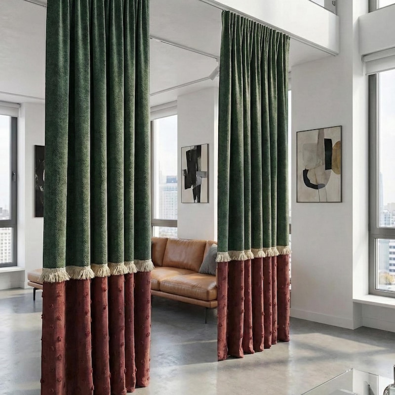 Color Block Curtains - Etsy