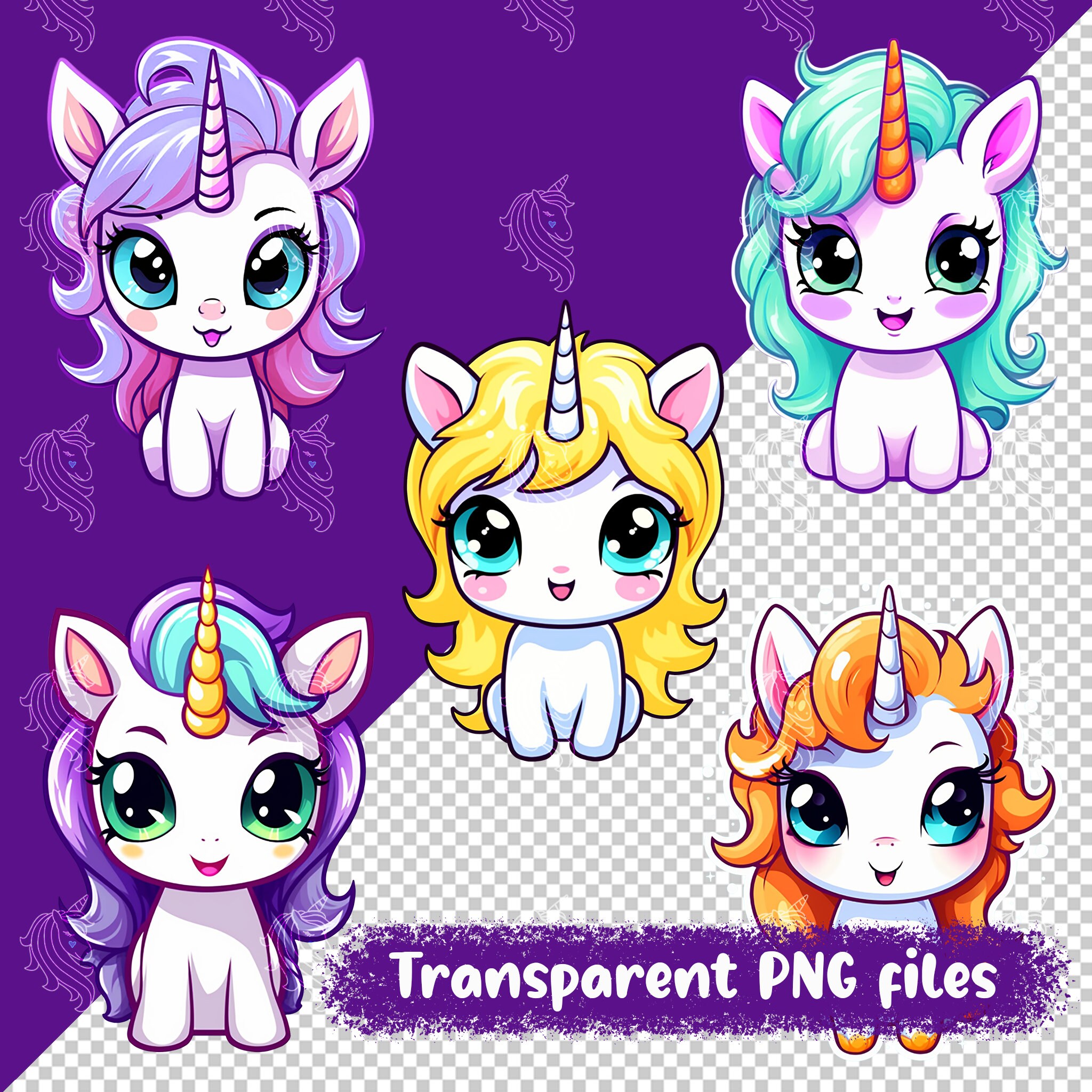 24 Kawaii Unicorn Clip Art Images | Sticker Pack | Digital Download ...