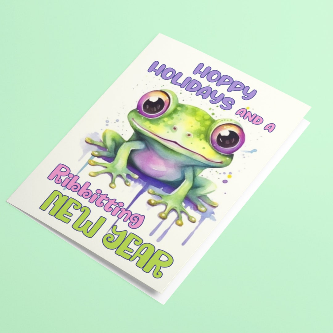 Charming Watercolor Frog Holiday Greeting Card Printable - Etsy