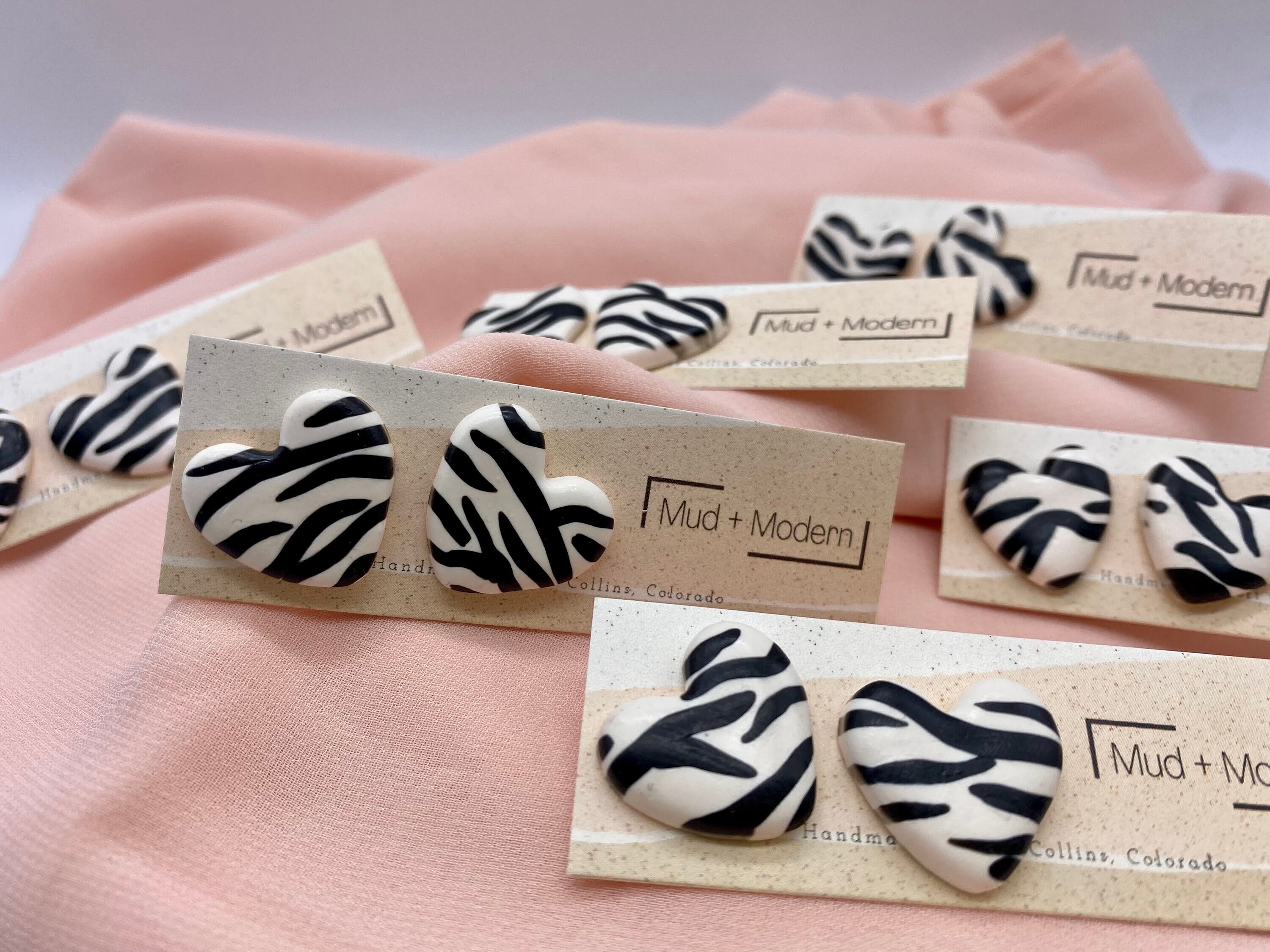 Animal Print Studs, Cute Heart Studs, Zebra Print Earrings | Wild ...