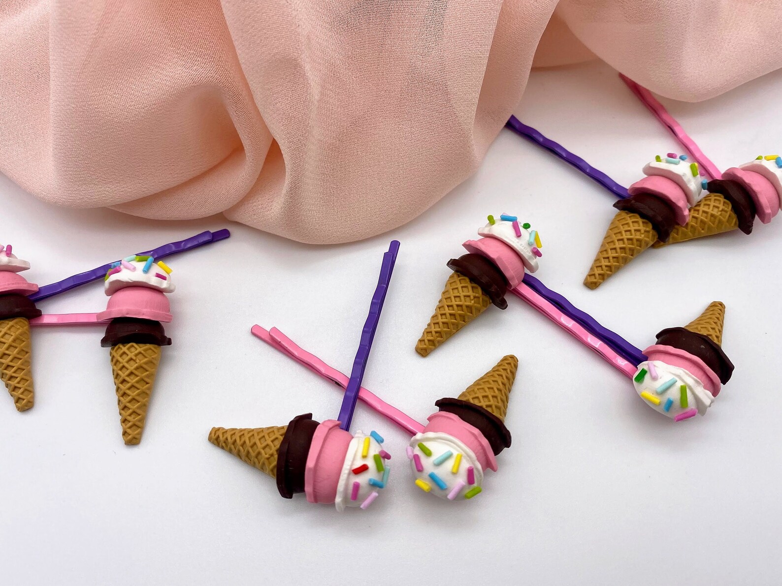 Ice Cream Cone Hair Pin | Cute Hair Pins for Girls, Ice Cream Hair ...