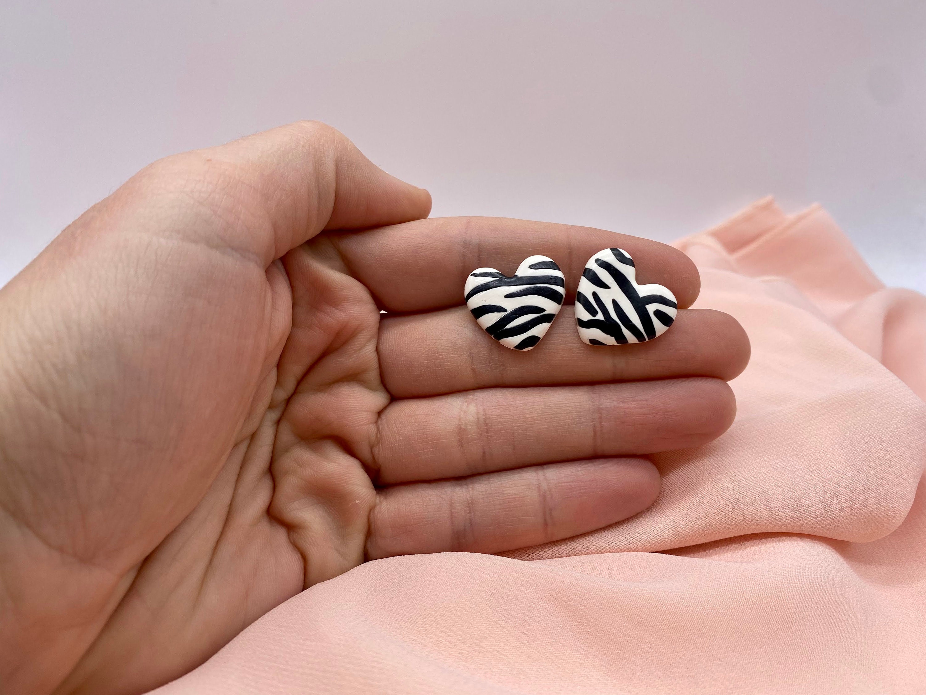Animal Print Studs, Cute Heart Studs, Zebra Print Earrings | Wild ...