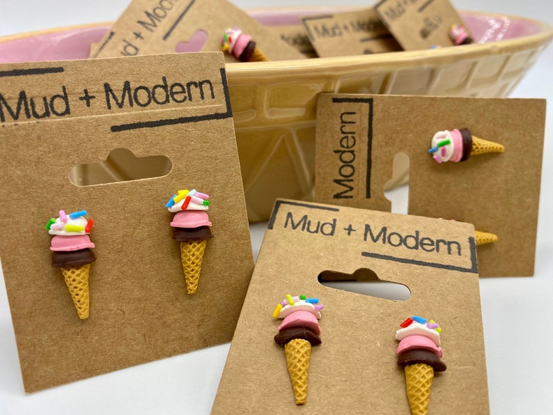 Kids Cone | Kids Stud Earrings, Ice Cream Cone Studs, Food Earrings - Etsy
