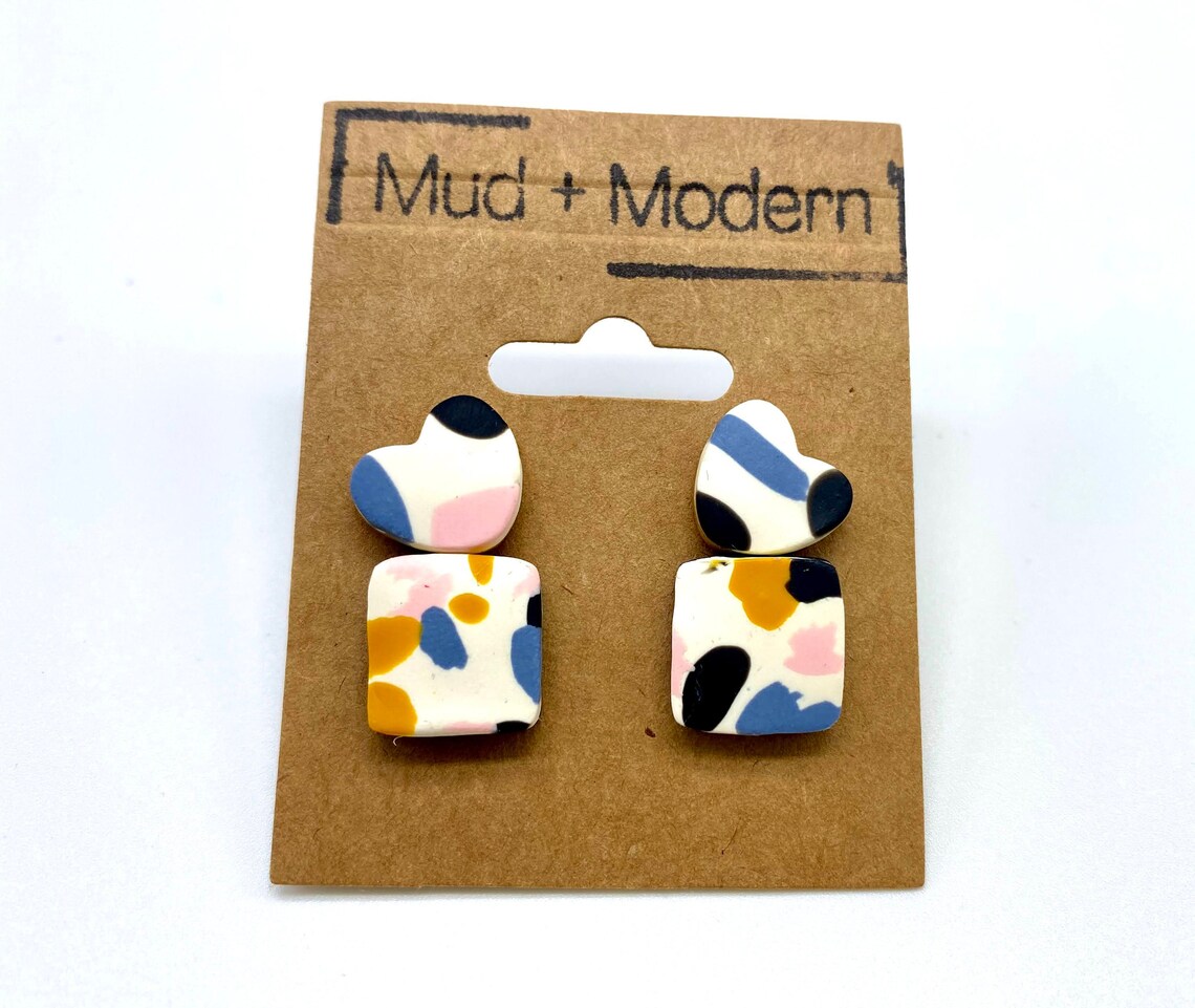 Multi-color Stud Pack 1.0 Polymer Clay Earrings Cute Stud - Etsy