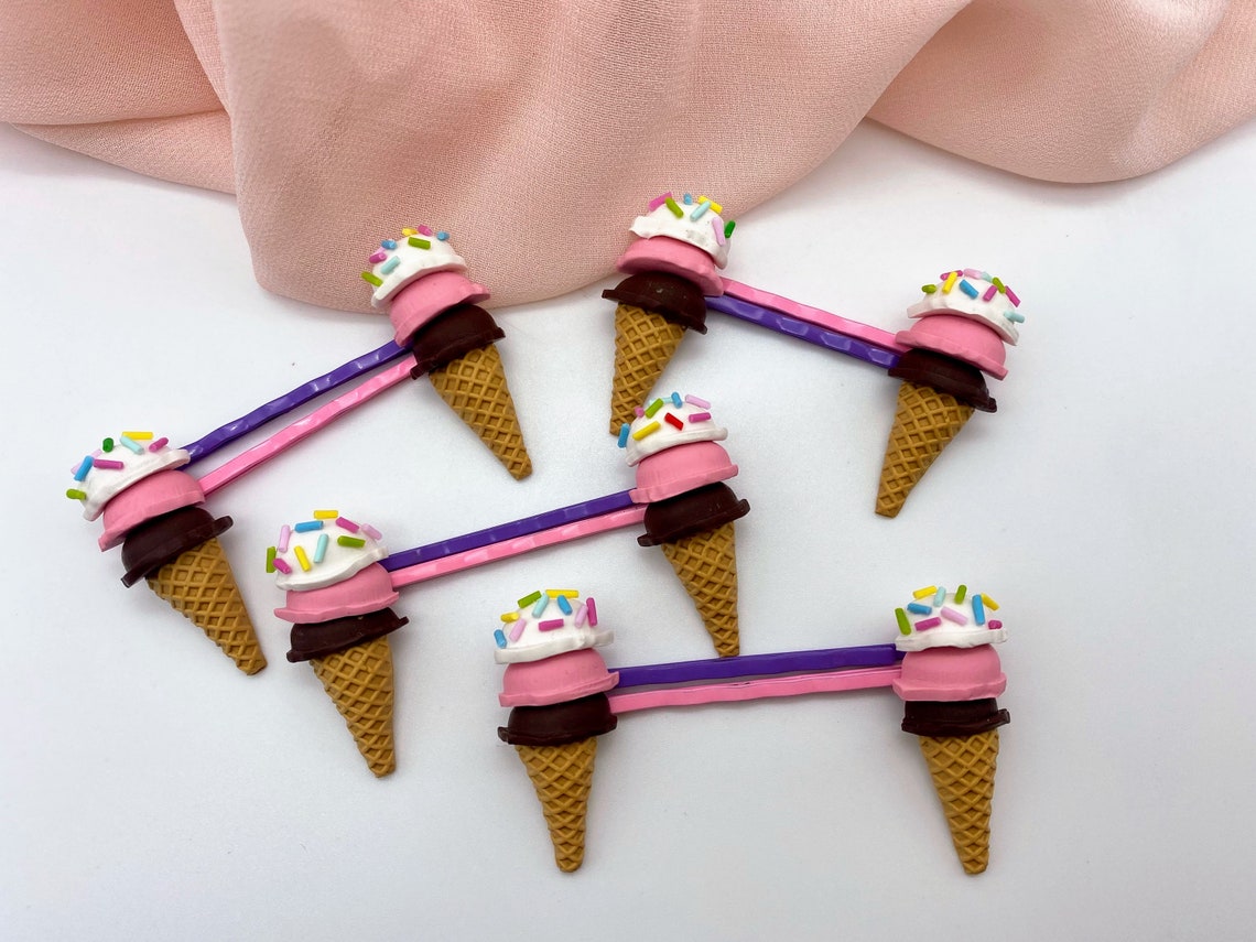 Ice Cream Cone Hair Pin Cute Hair Pins for Girls, Ice Cream Hair Clips ...