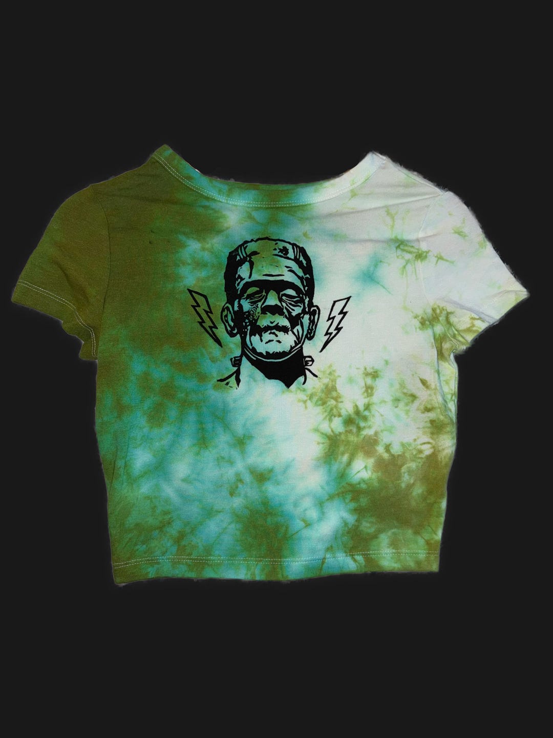 Frankensteins Monster Crop Top, Block Printed and Dyed - Etsy