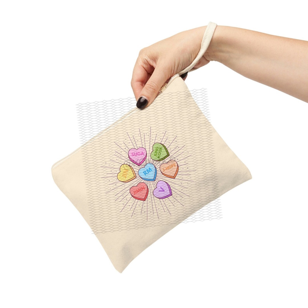 BTS Cotton Zipper Pouch, BTS Pouch, BTS Merch, Candy Heart Pouch, Kpop ...