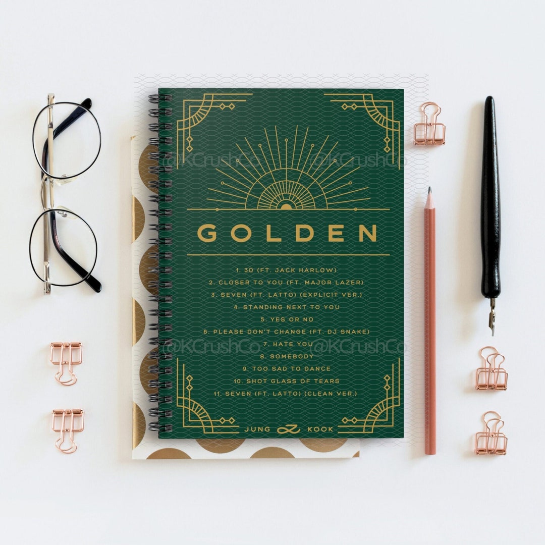 Jungkook Golden Notebook, JK Golden Spiral Notebook, Bts Notebook, Bts ...