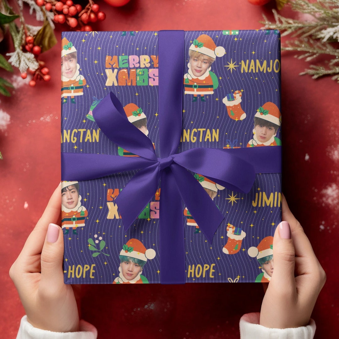 Bts Merry Christmas Gift Wrap Papers, Bts Mini Santas, Bts Wrapping ...