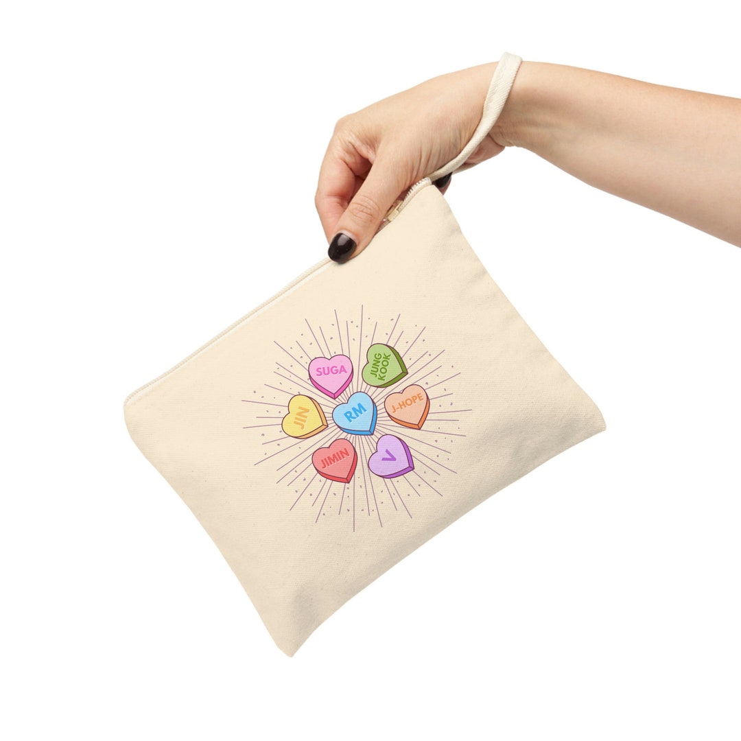 BTS Cotton Zipper Pouch BTS Pouch BTS Merch Candy Heart - Etsy
