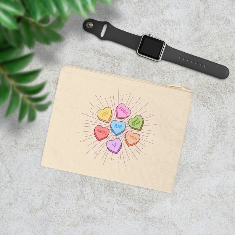 BTS Cotton Zipper Pouch BTS Pouch BTS Merch Candy Heart - Etsy