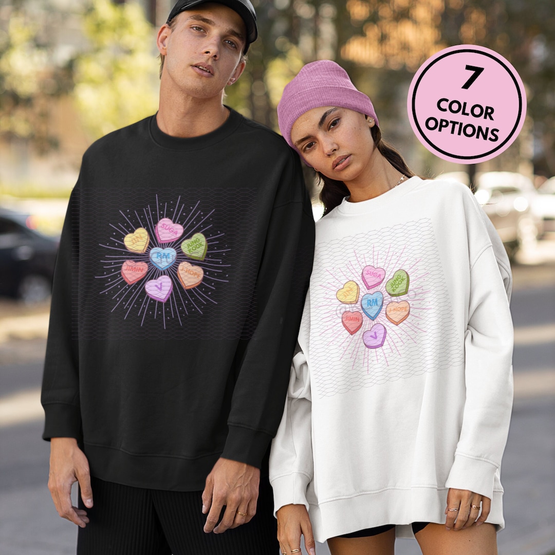 BTS Sweatshirt: Valentines Day Candy Hearts, Bts Merch, Kpop Fan Gift ...