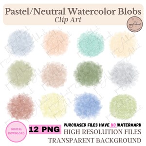 Pastel/neutral Watercolor Blobs Clipart, Watercolor Background ...