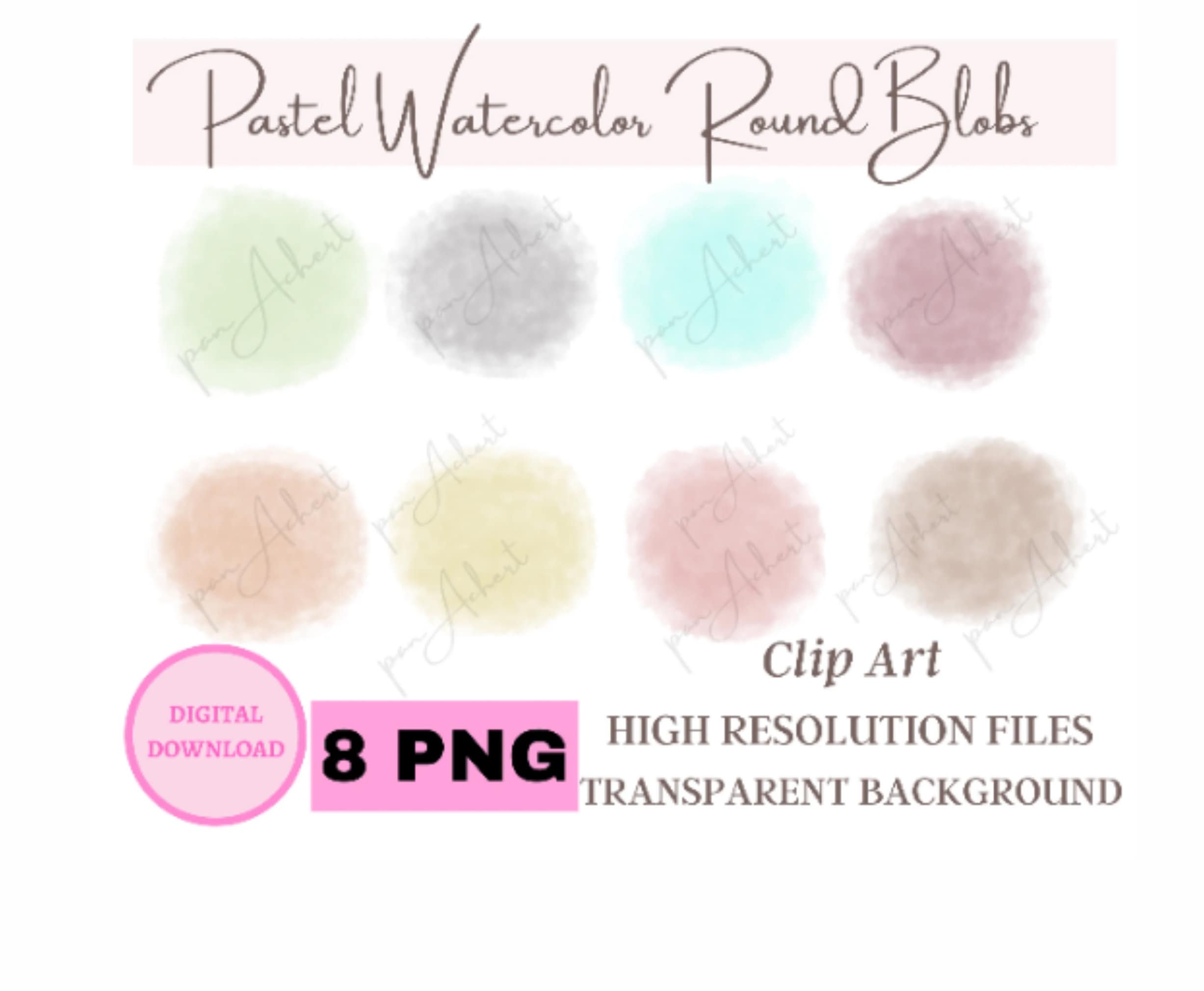 Bundle of 4 Boho Rainbow Watercolor PNG Clip Art, Pastel Watercolor ...