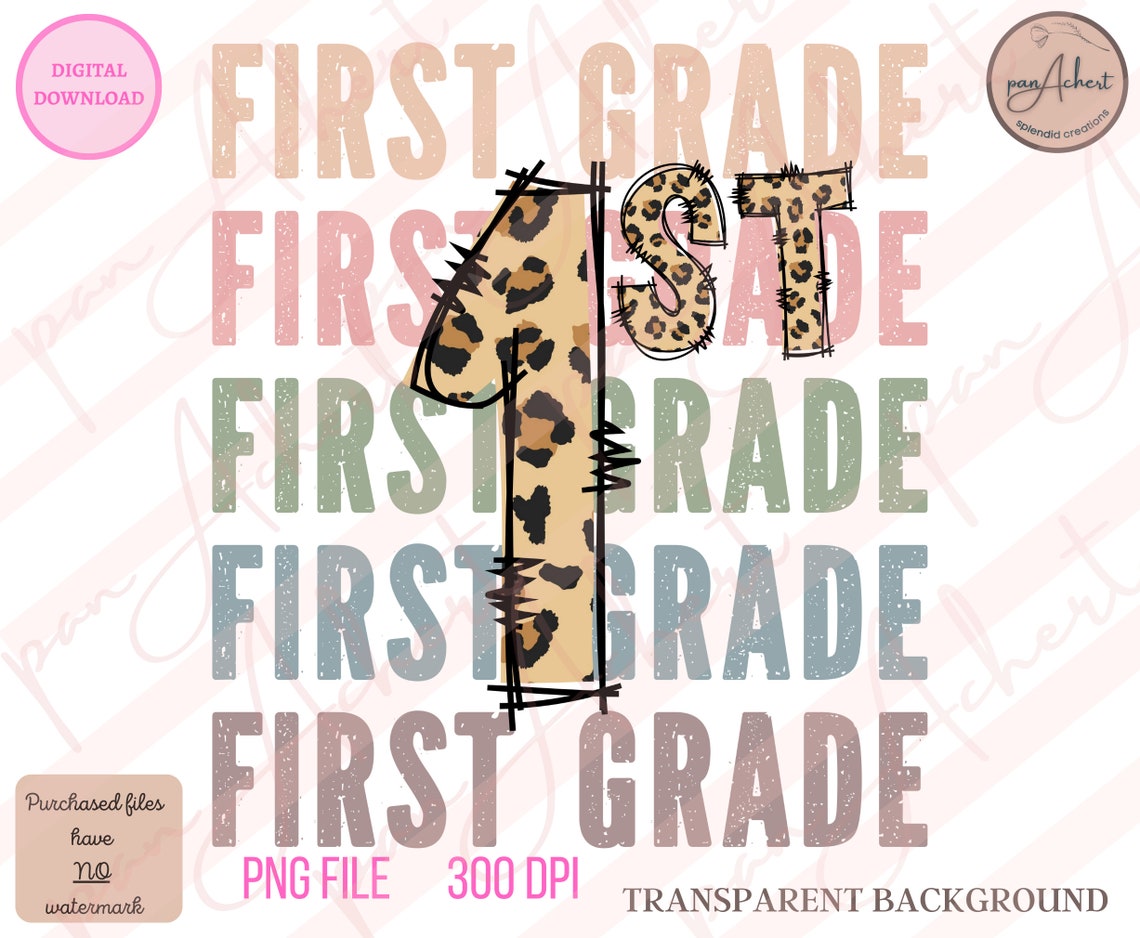 1st Grade Png 1st Grade 1st Grade Stacked Leopard PNG Back - Etsy