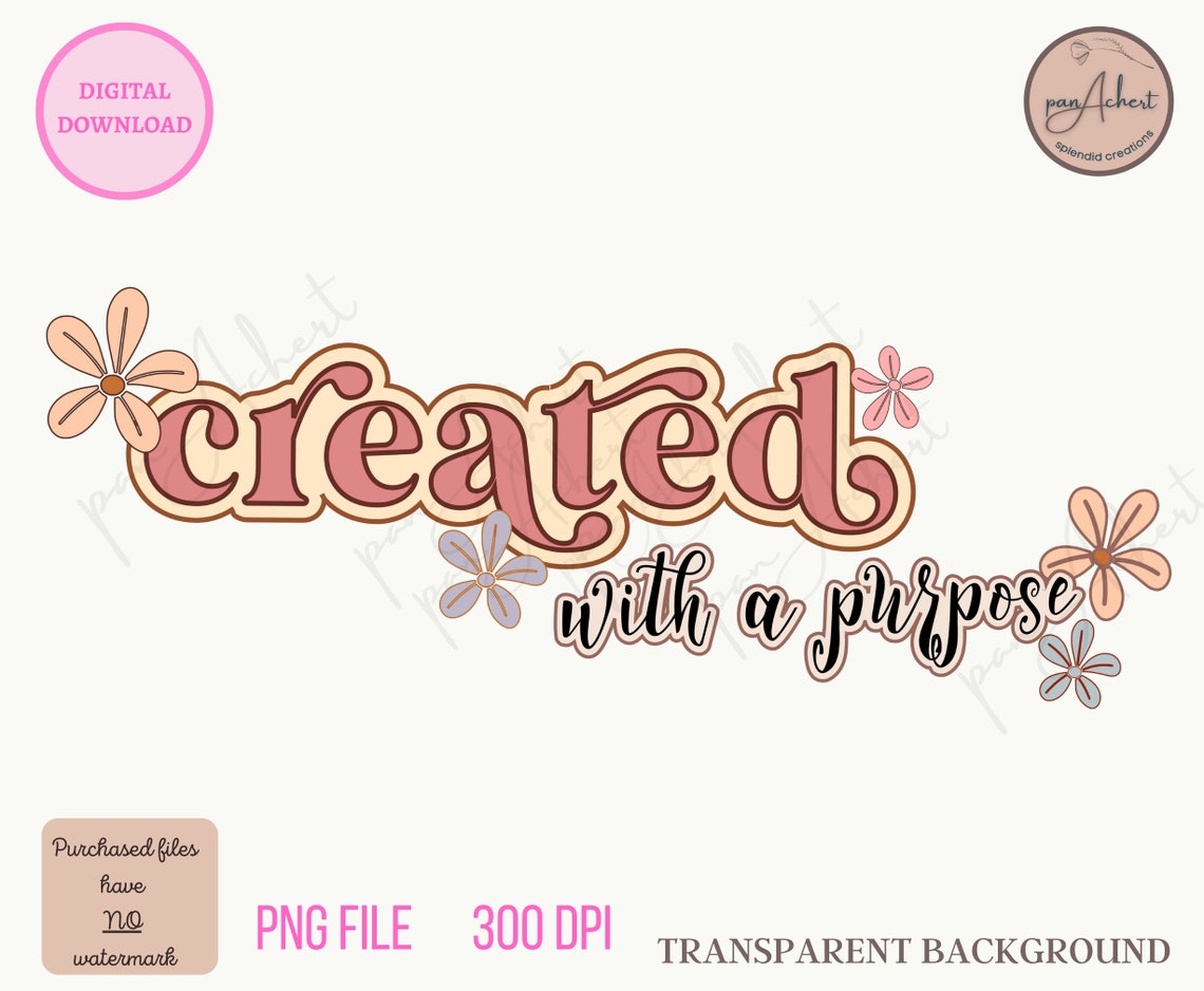 Created With a Purpose Png Christian PNG for Sublimation - Etsy