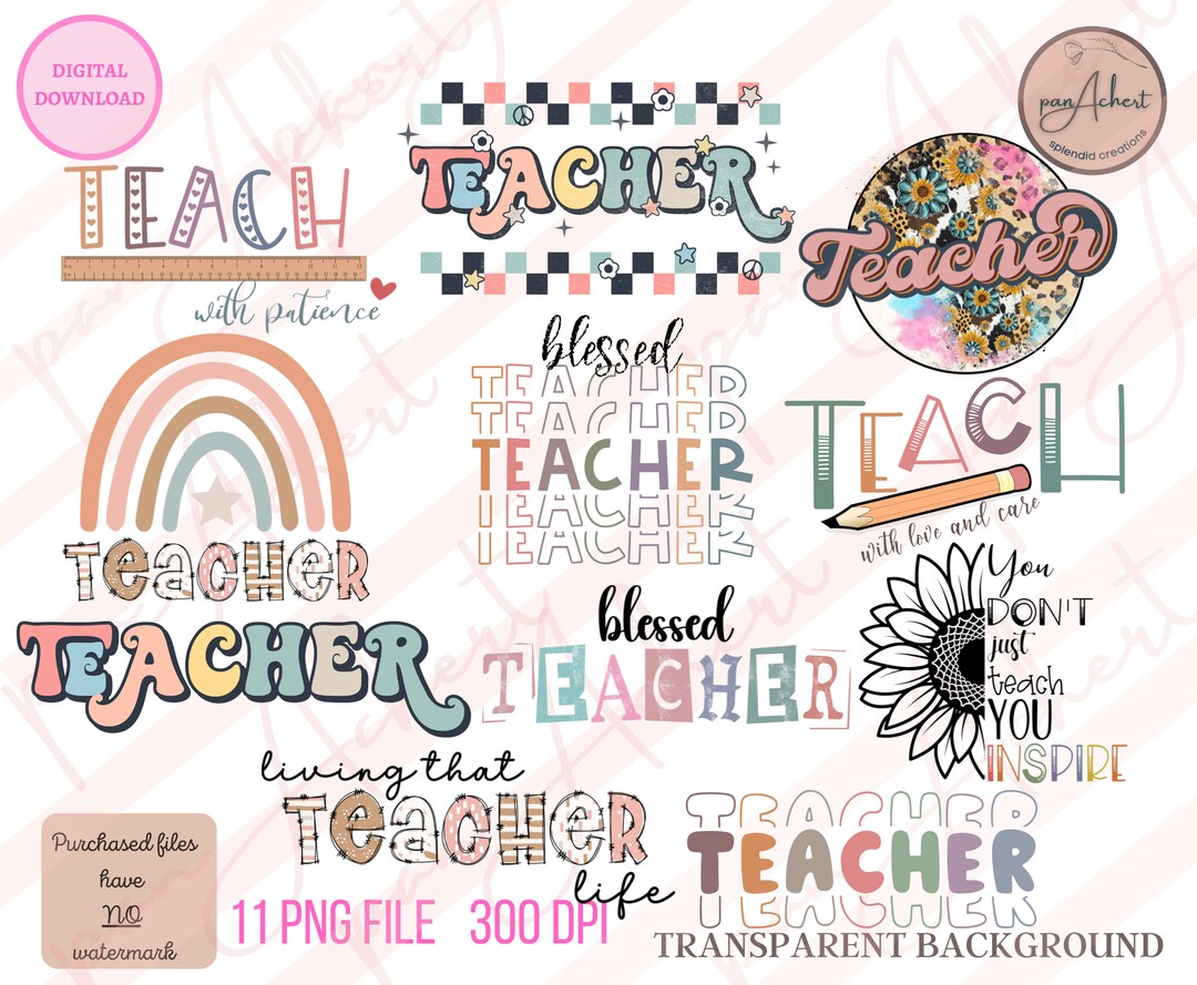 Teacher BIG BUNDLE Sublimation PNG, Teacher Sublimation File, Teaching ...
