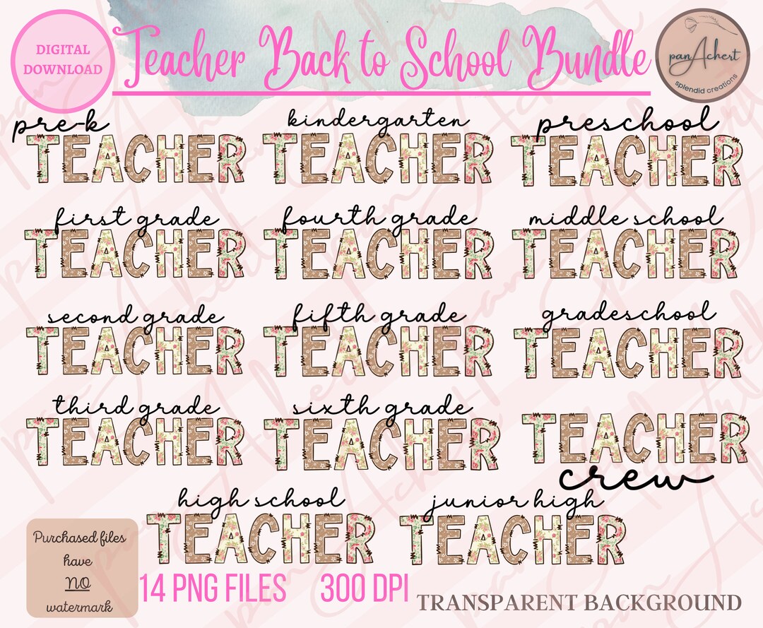 Teacher PNG Bundle, School PNG Bundle, Back to School, Teacher PNG, Pre ...