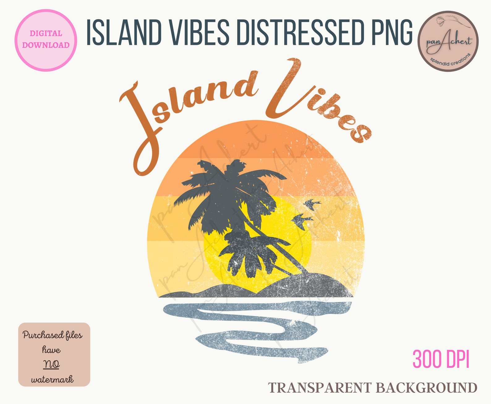 Island Vibes Distressed PNG Design Summer Tshirt Sublimation - Etsy