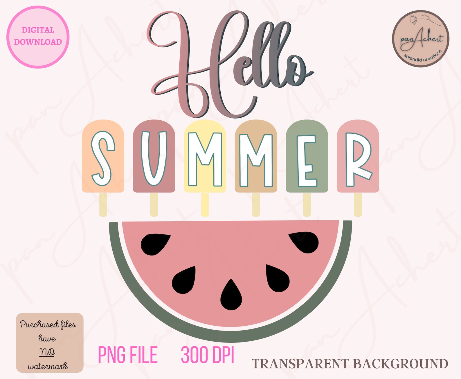 Hello Summer Png Watermelon PNG Summer PNG Design Hello - Etsy
