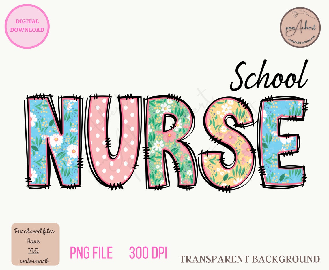 School Nurse Doodle Font Png Nurse Png Design Nursing Shirt | Etsy UK