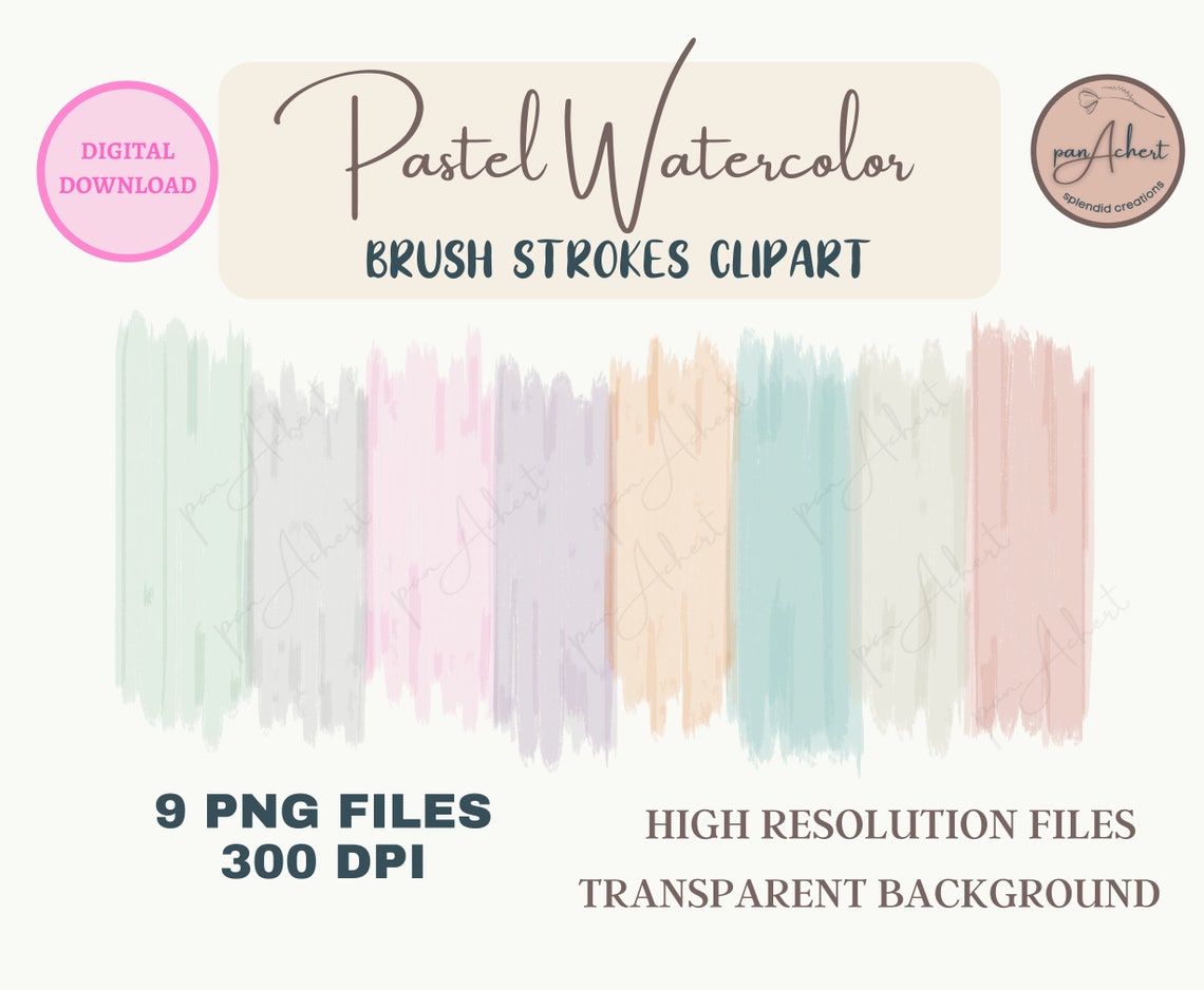 Pastel Watercolor Brush Strokes PNG Clipart Hand Drawn Pastel - Etsy