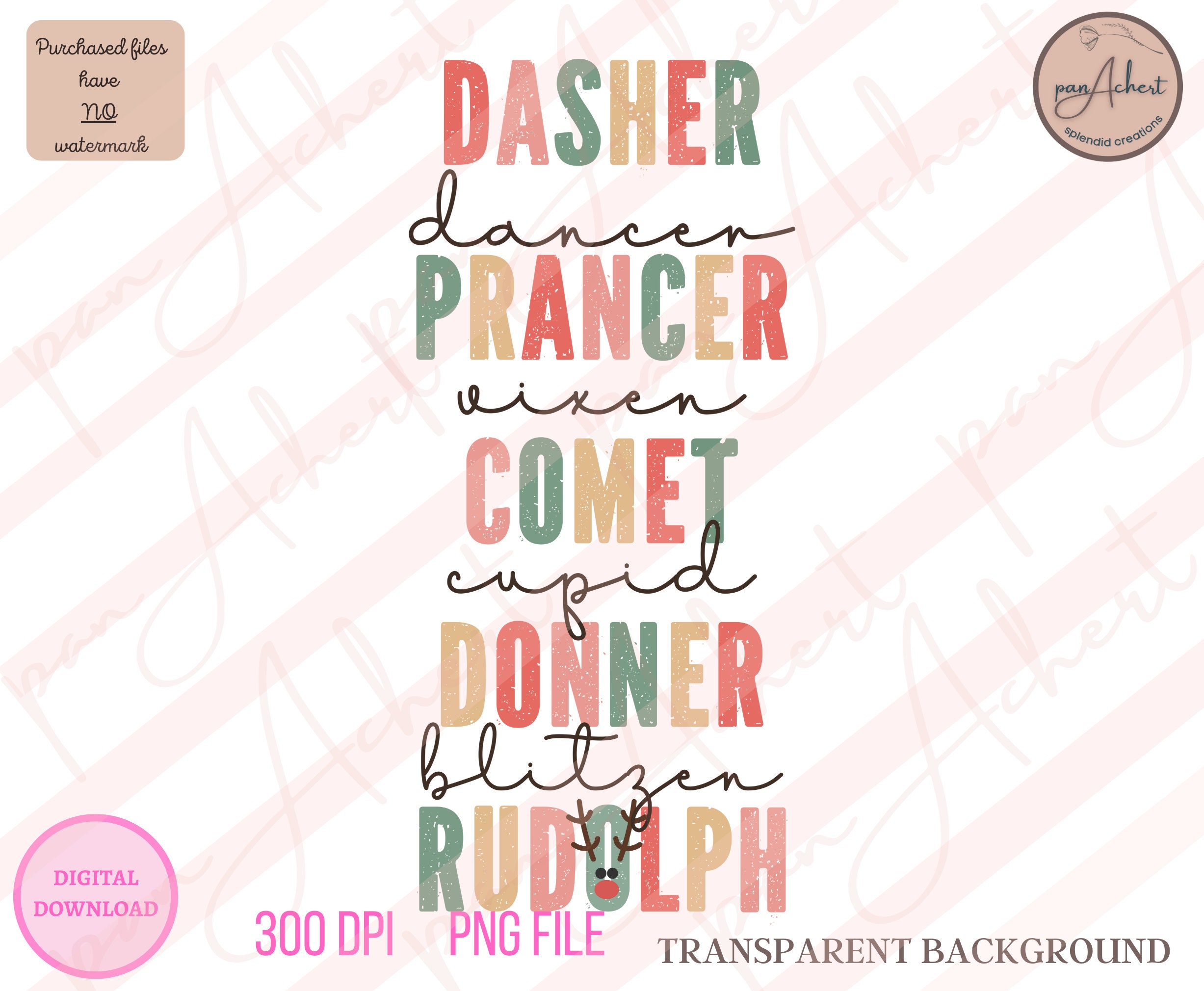 Dasher Dancer Prancer PNG Rudolph PNG Reindeer Png - Etsy