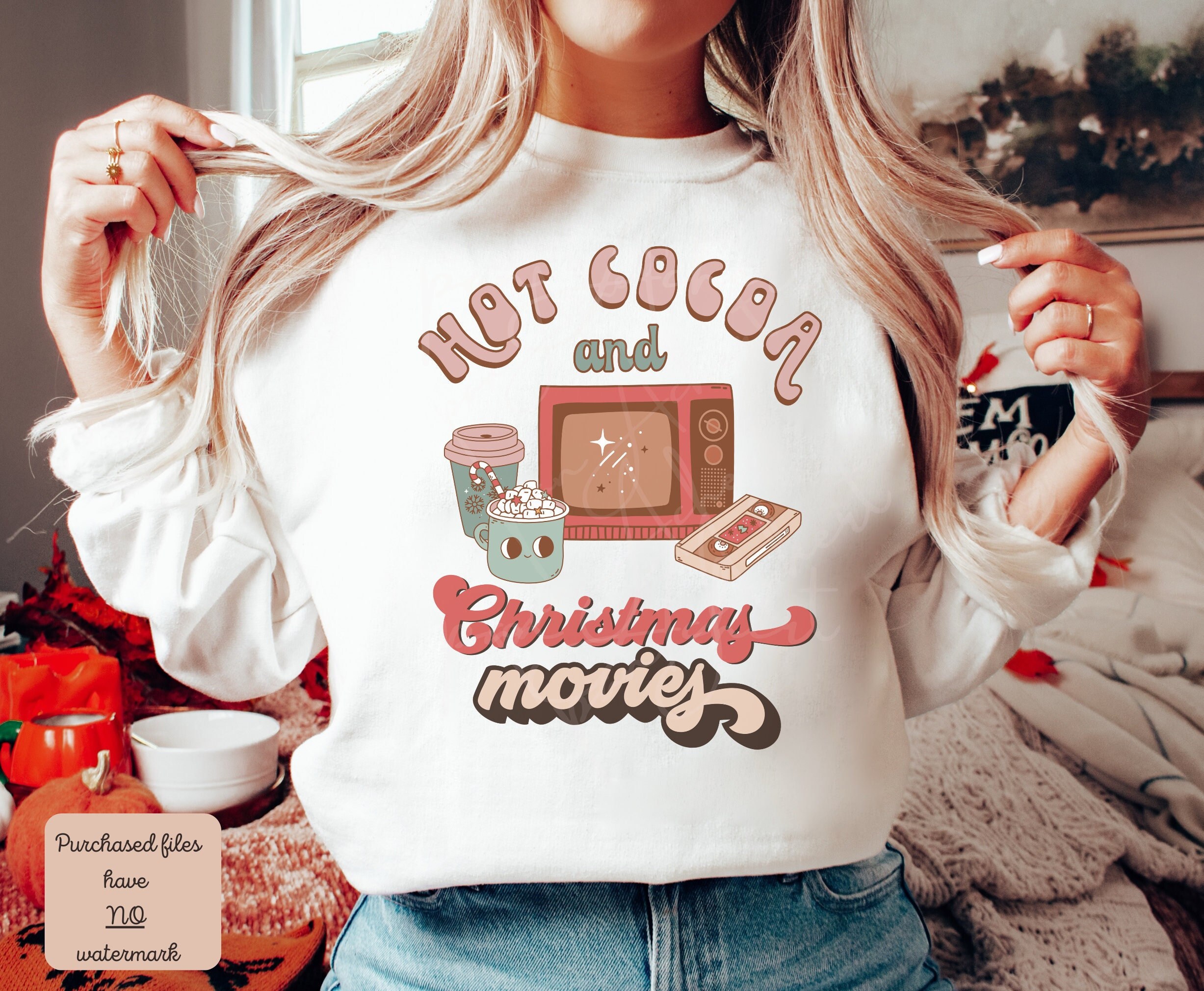 Hot Cocoa and Christmas Movies Png, Merry Vibes, Merry Christmas Png ...